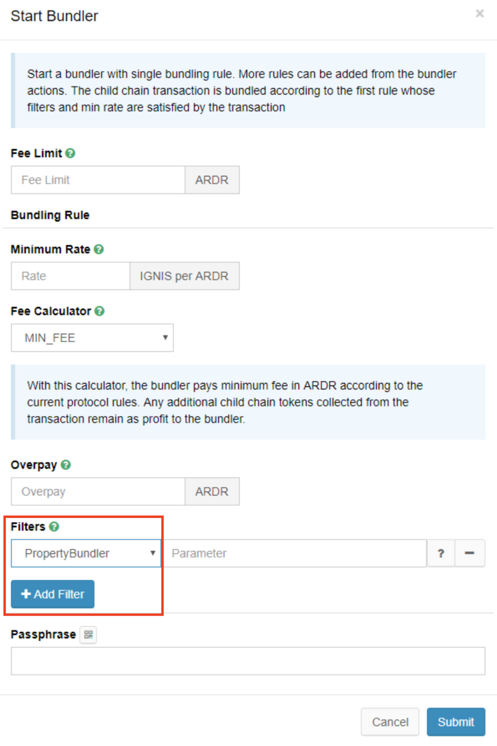 Custom bundlers for child chain transactions