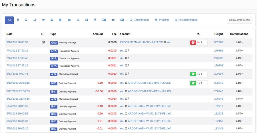 Ardor client interface